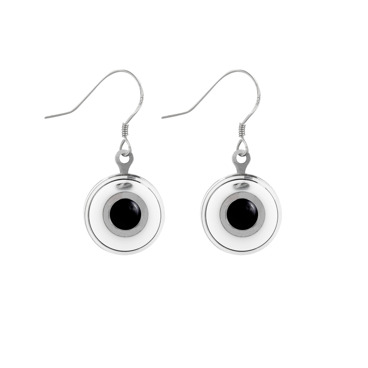 Hook earrings - Duo Milk - White / Black - Pylones