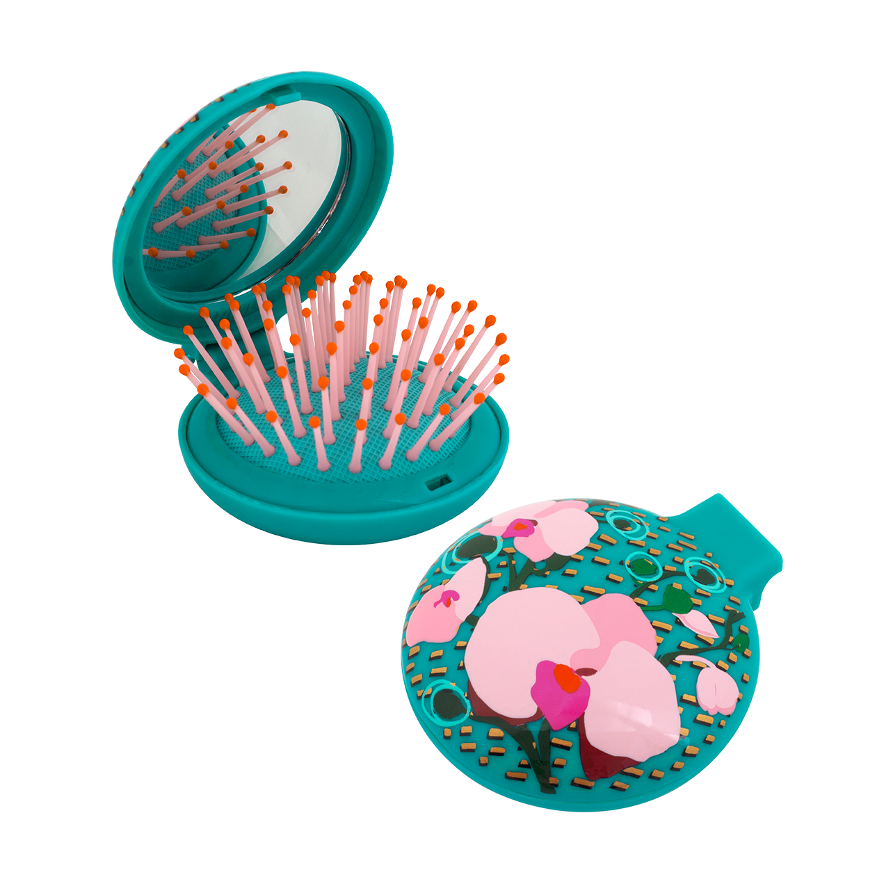 2 in 1 hairbrush and mirror - Lady Retro - Orchid Blue - Pylones