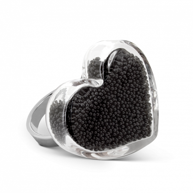 Bague en verre - Coeur Medium Billes - Negro - Pylones