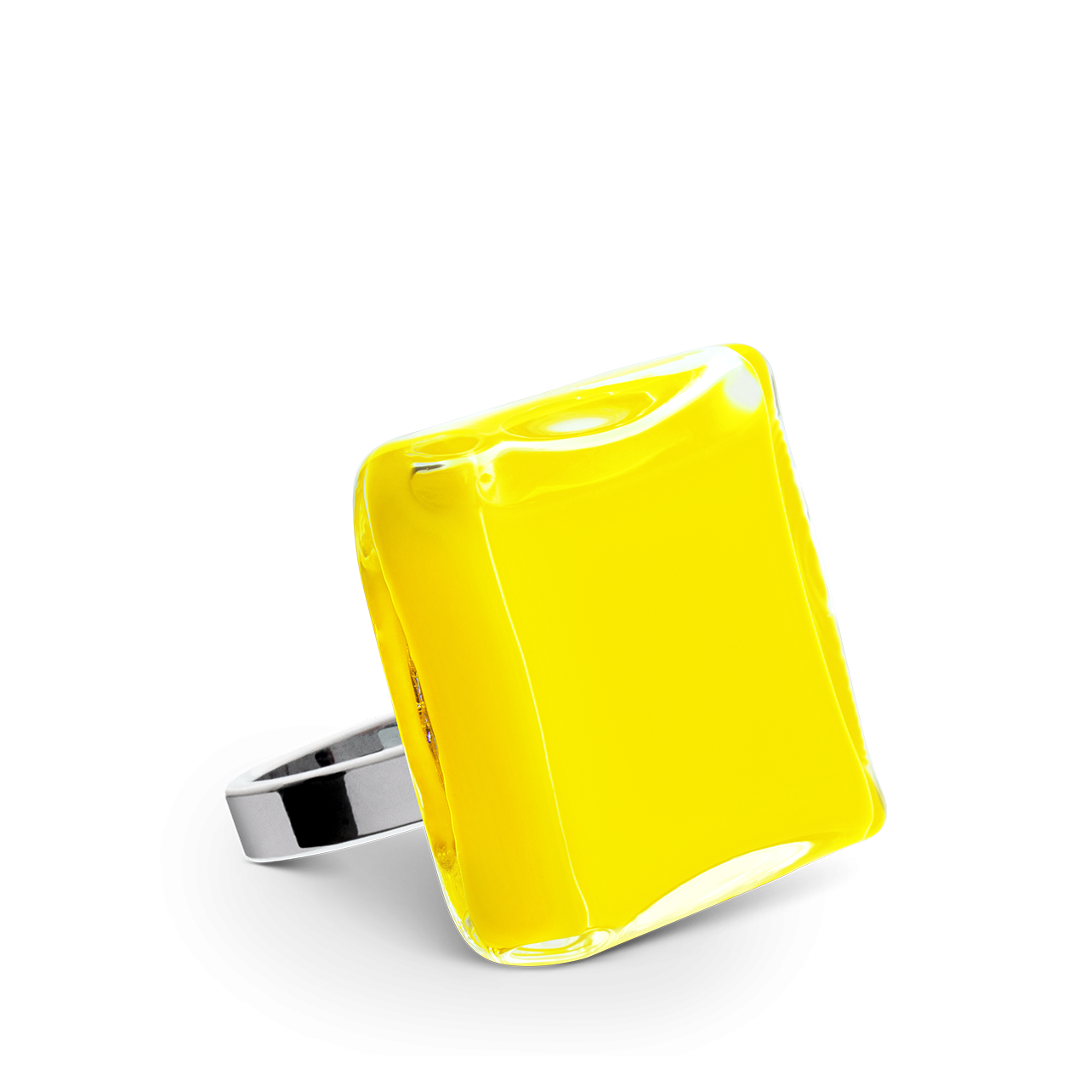 Bague en verre - Carré Medium Milk - Jaune - Pylones