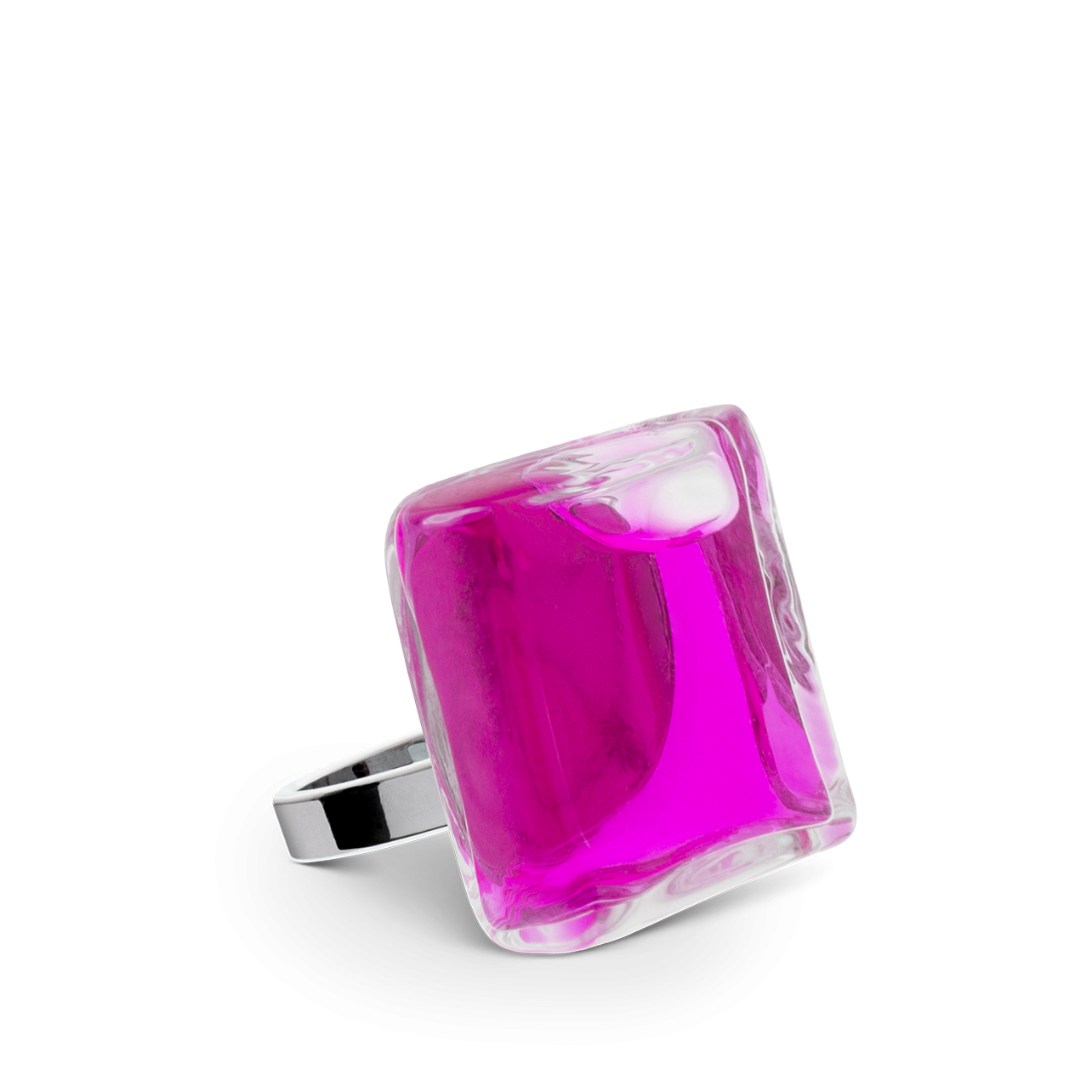 Anello in vetro - Carré Mini Transparent - Rosa - Pylones