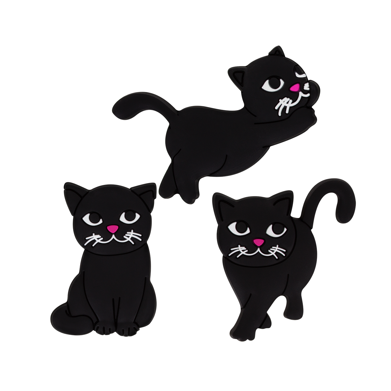 Set of 3 magnets - Happy - Black Cat - Pylones
