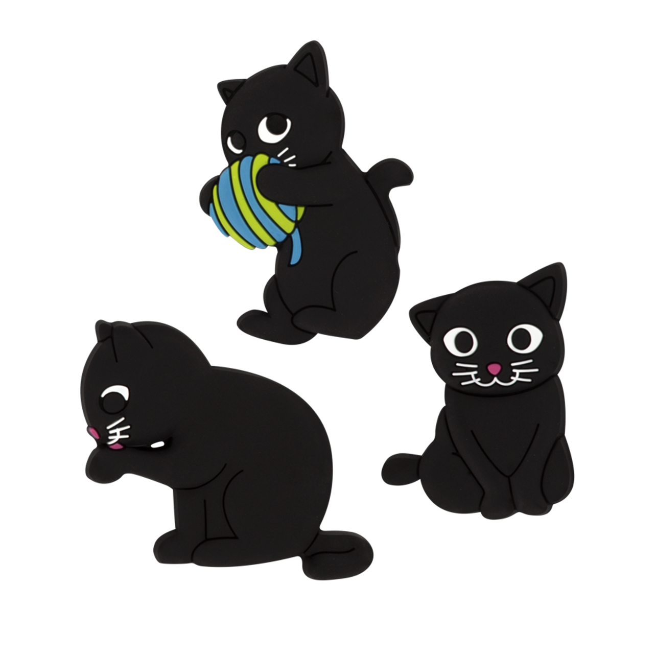 Set of 3 magnets - Happy - Blue Cat - Pylones
