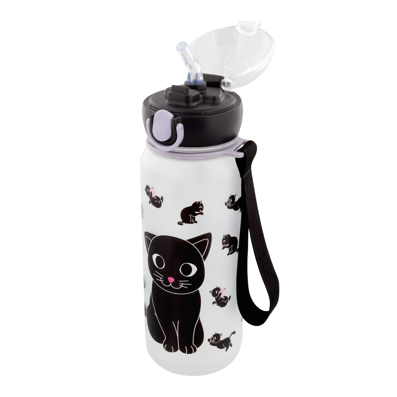 Flask with straw 50 cl - Happyglou straw - Cat - Pylones