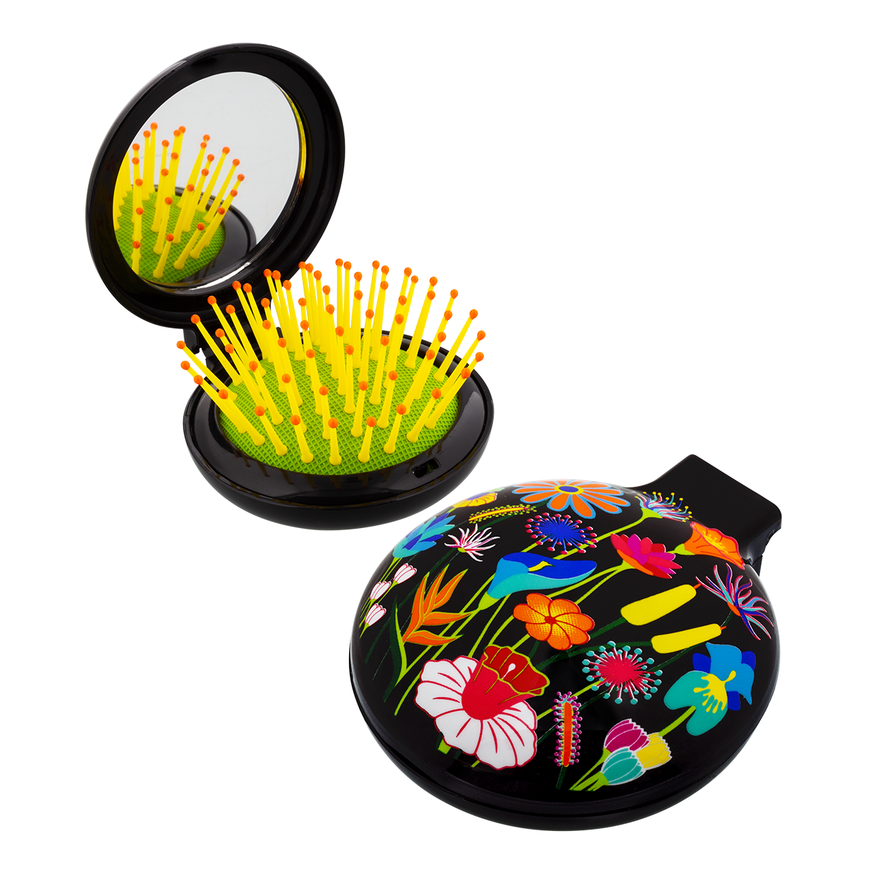 2 in 1 hairbrush and mirror - Lady Retro - Jardin Fleuri - Pylones