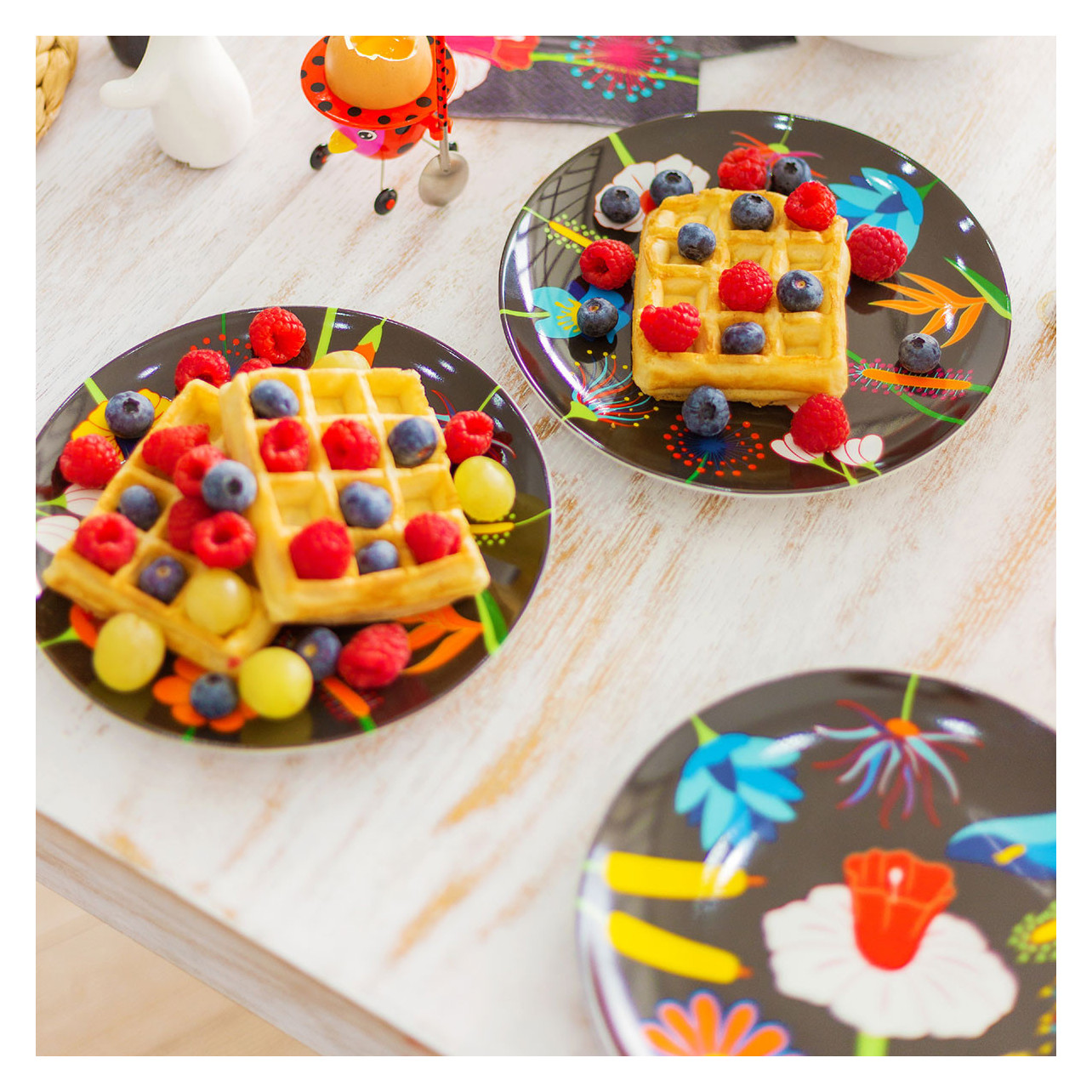 Set di 4 Piatti - Dessert Coloré - Jardin Fleuri - Pylones
