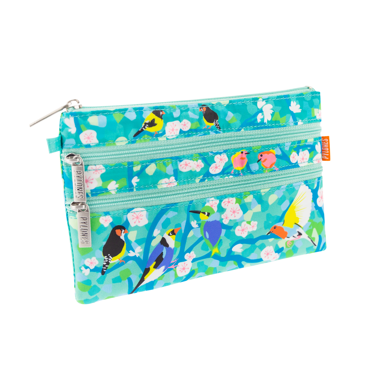 Pouch with 3 Zips - Zip It - Birds - Pylones