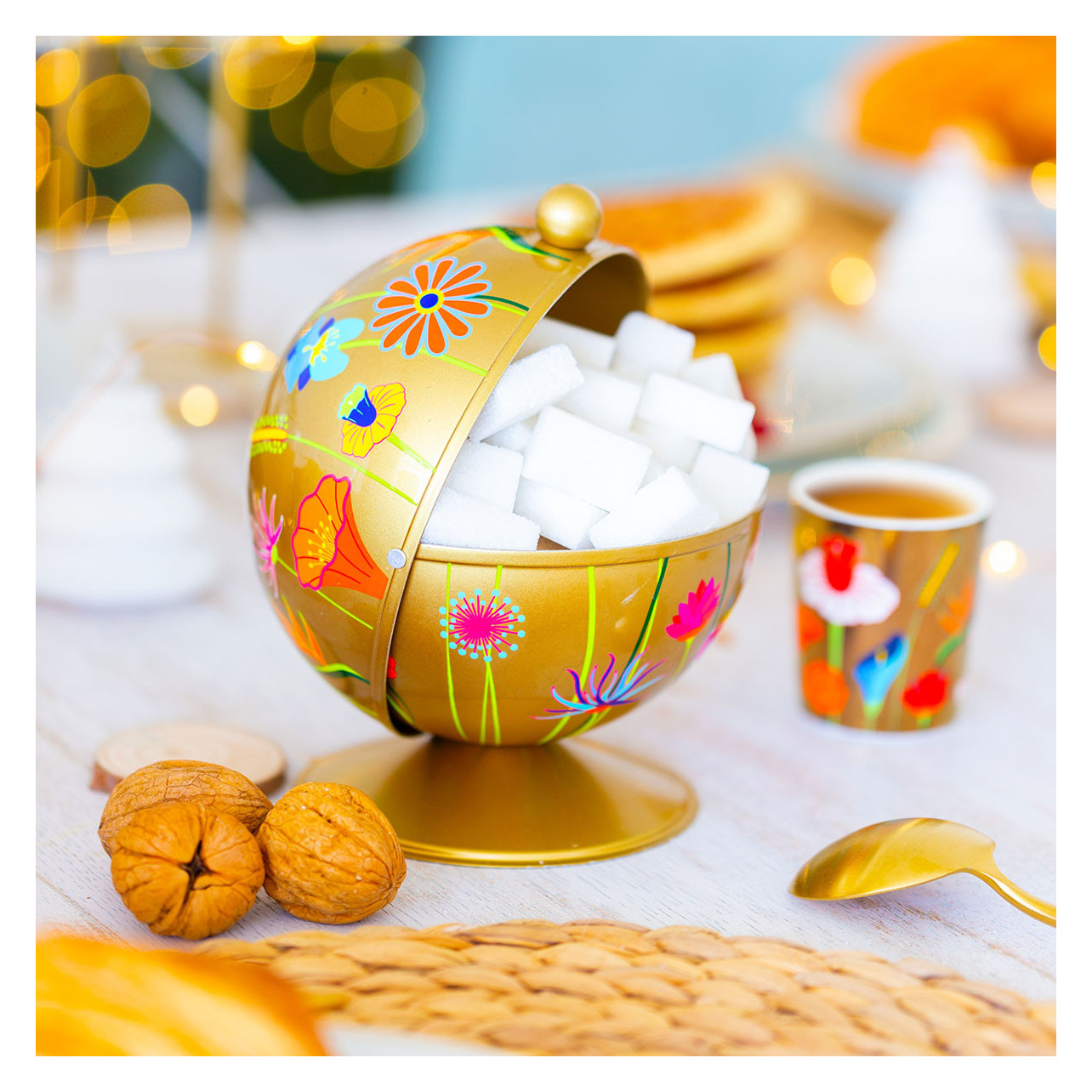 Boule à sucre / pot à sucre original - Sugar Pot - Jardin Fleuri Gold ...