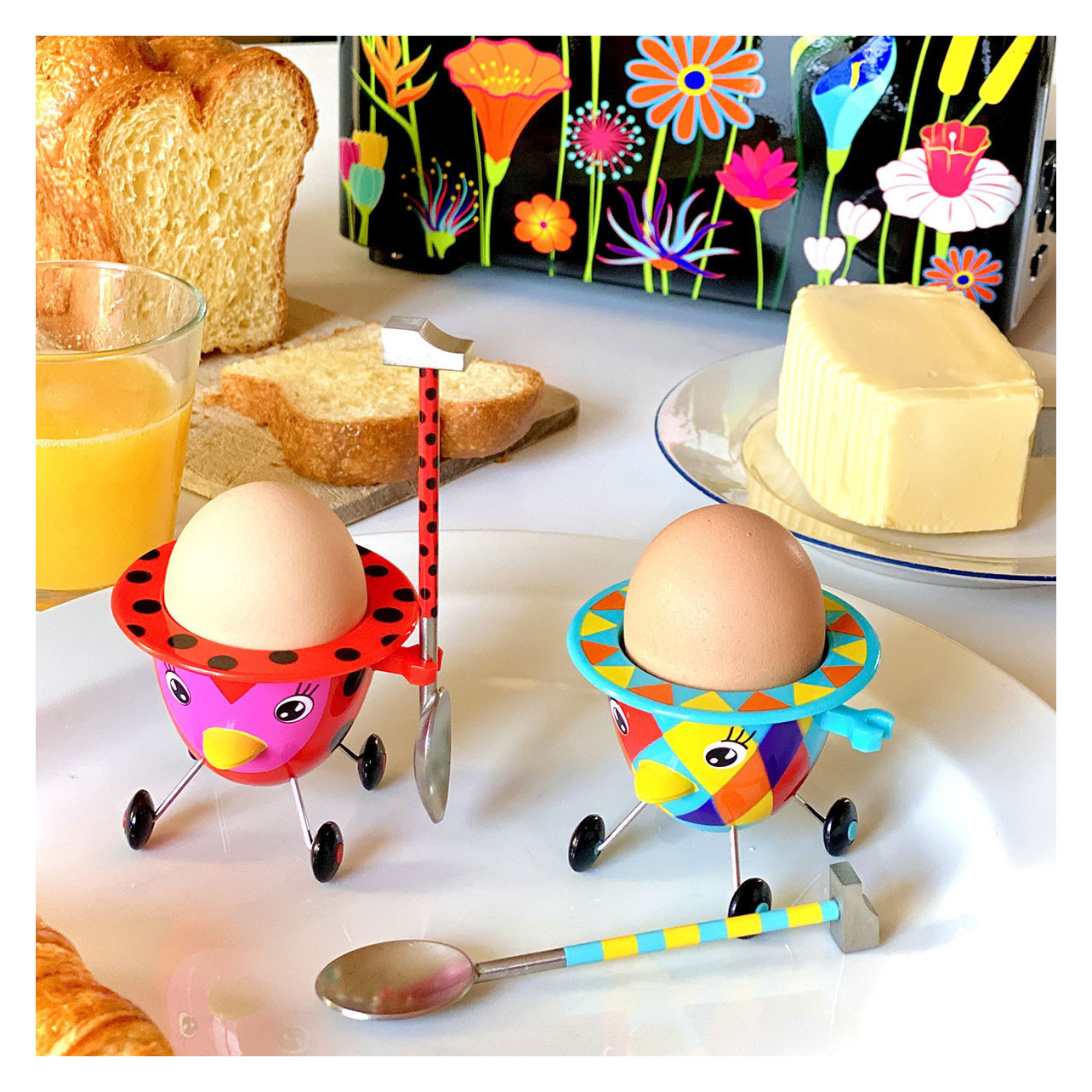 Coquetier design enfant - Cocotte - Arlequin - Pylones