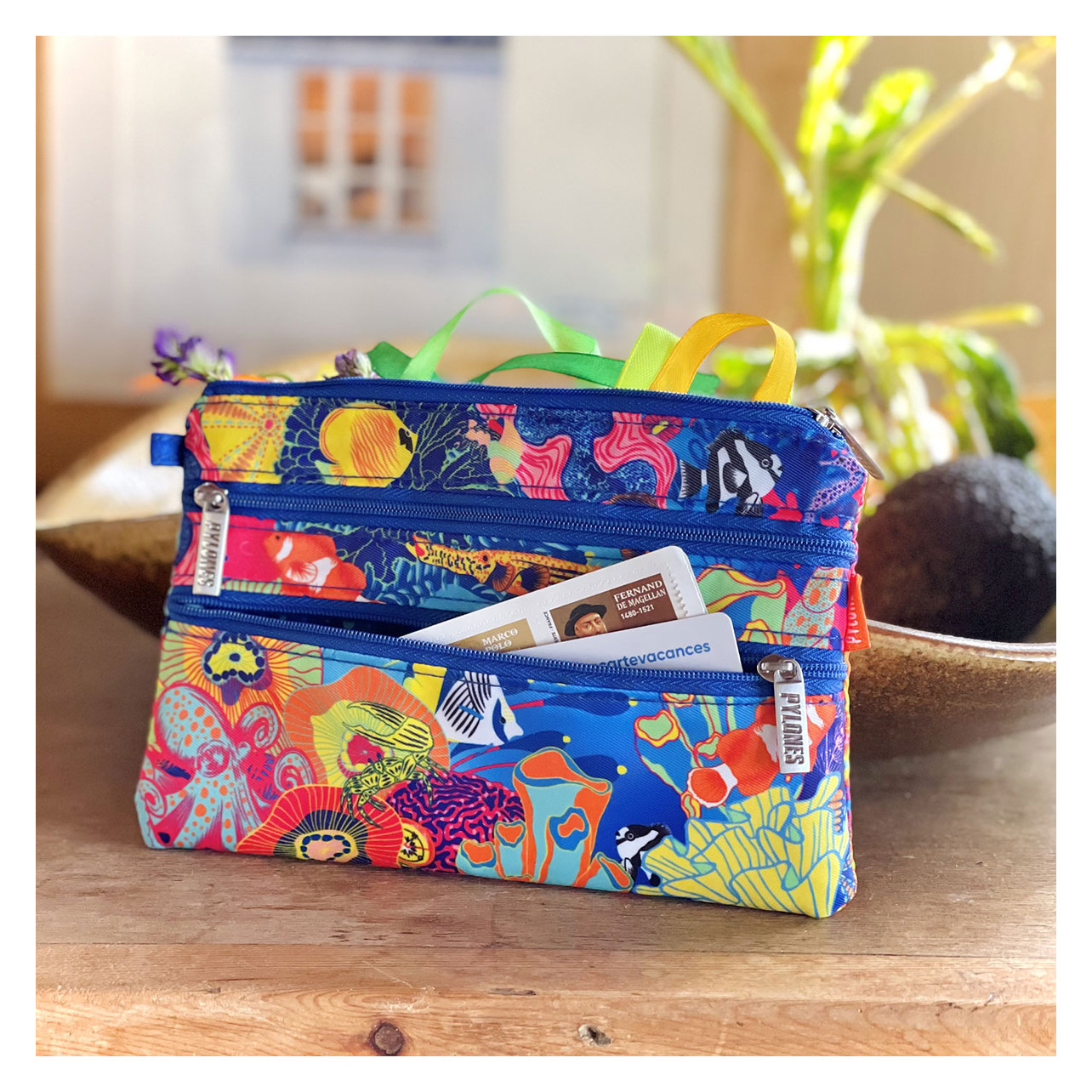 Pouch with 3 Zips - Zip It - Récif - Pylones