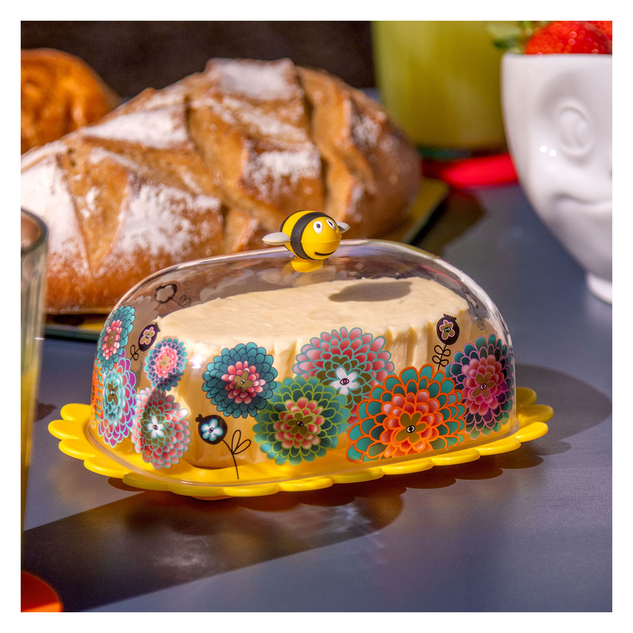 Beurrier design : Porte beurre coloré - Butter fly - Dahlia - Pylones