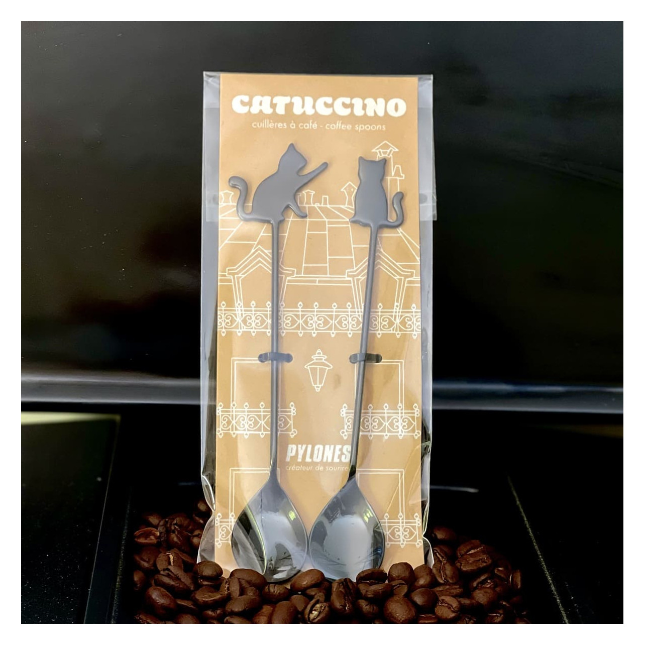 Set of 2 teaspoons - Catuccino - Black - Pylones