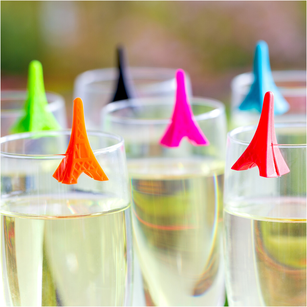 Set of 6 glass markers - Happy Markers - Tower Motif - Pylones