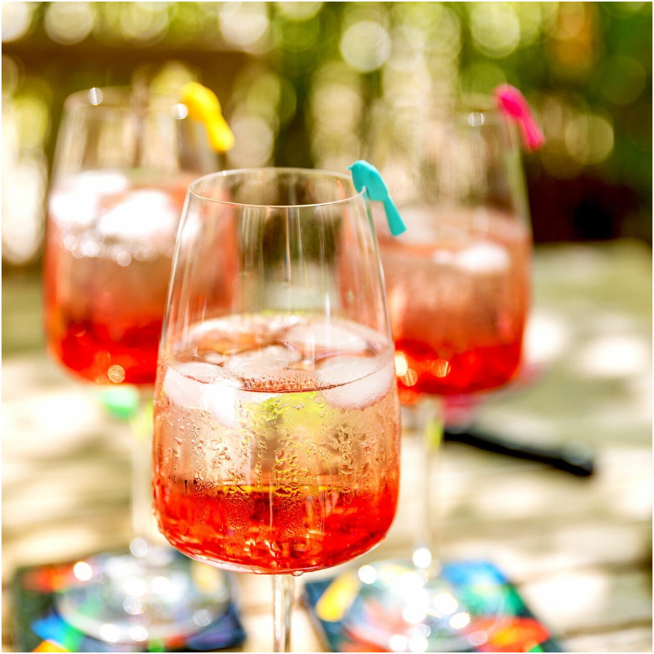 Set of 6 glass markers - Happy Markers - Bird - Pylones