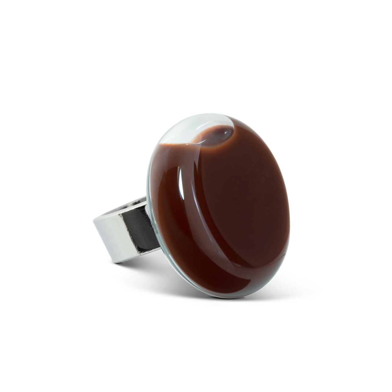 Bague en verre - Platine Mini Milk - Chocolat - Pylones