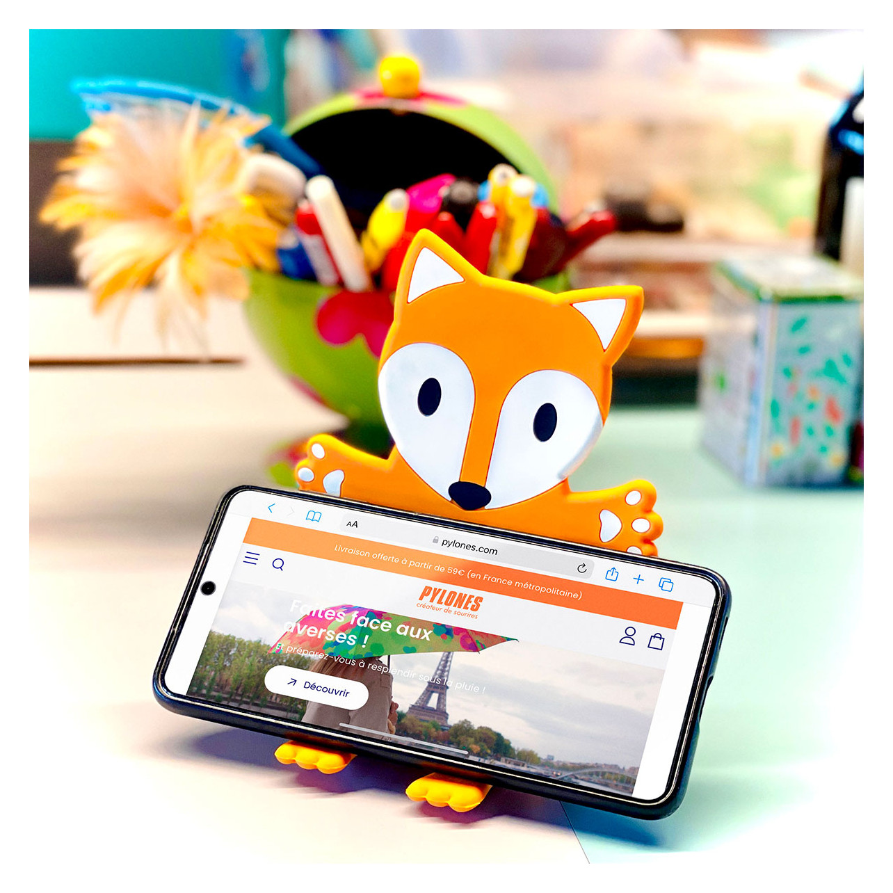 Porta Cellulare da Tavolo e Anelli per Telefono Simpatici - Pylones