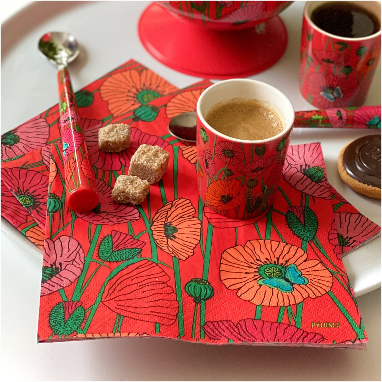 Paper Party - Pack of 20 paper napkins - Coquelicots - Pylones