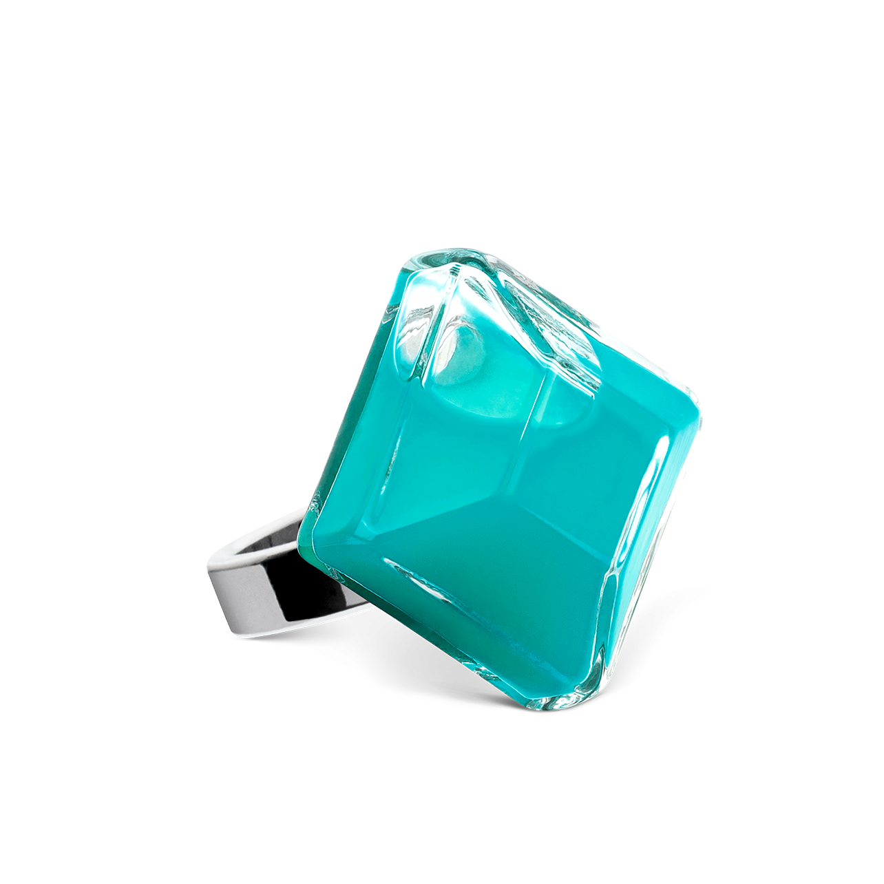 Glass ring - Gaia Medium Milk - Turquoise - Pylones