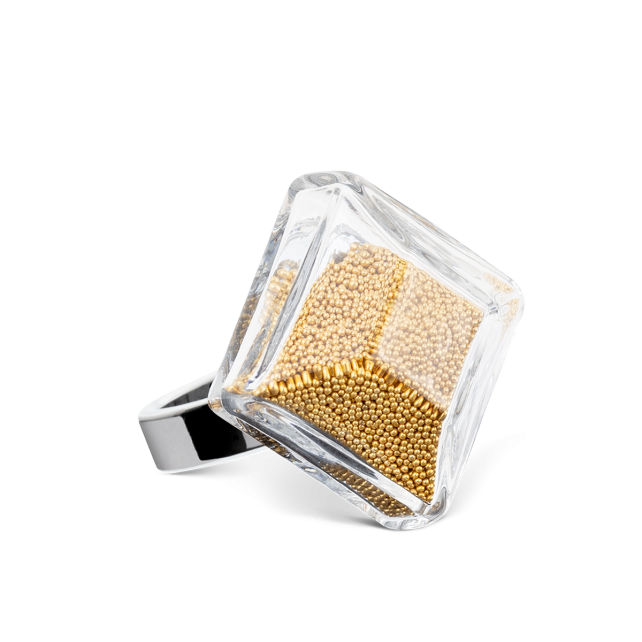 Anello in vetro - Gaia Medium Billes - Oro - Pylones