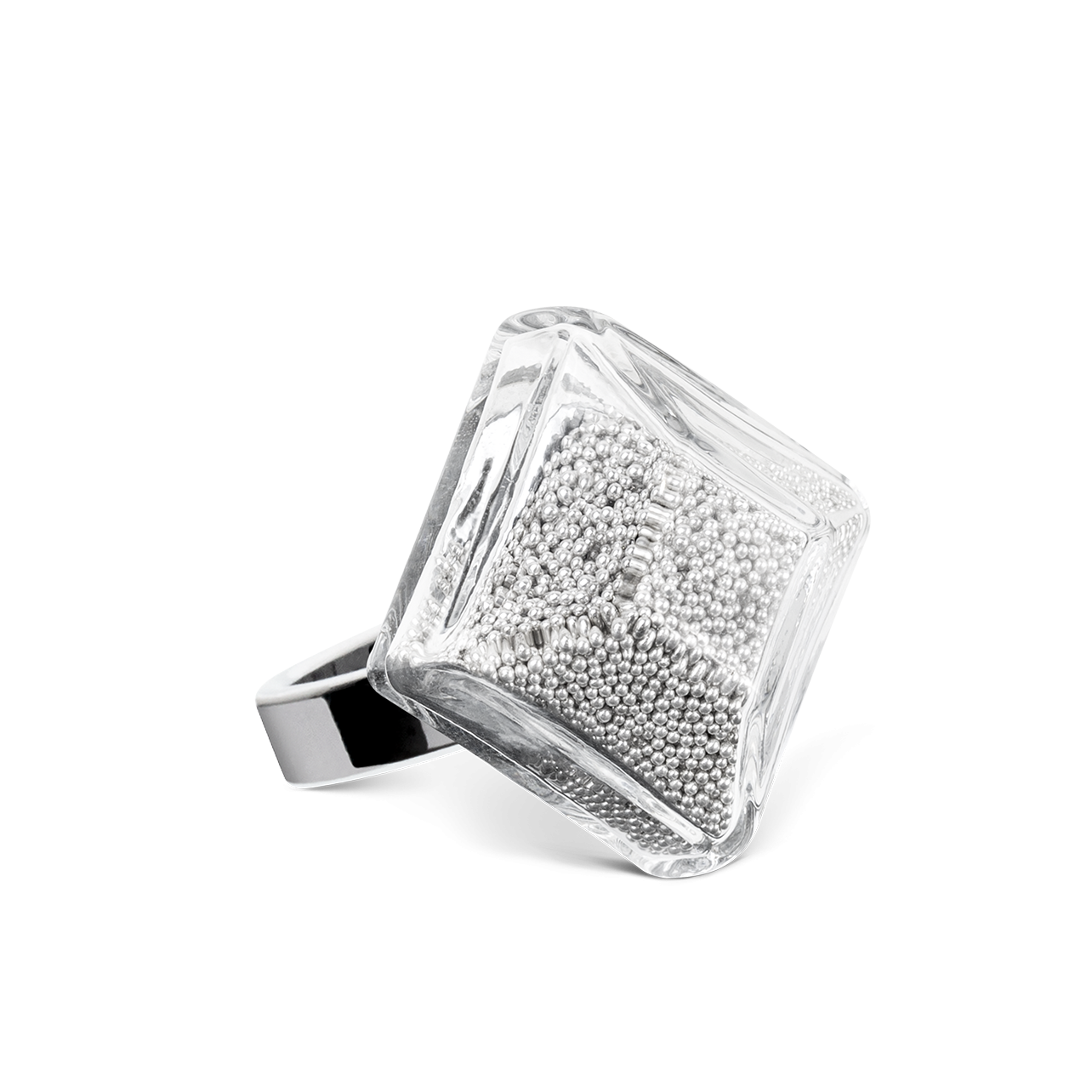 Anello in vetro - Gaia Medium Billes - Argento - Pylones