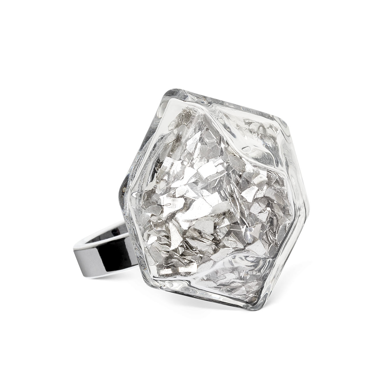 Glass ring - Energie Medium Paillettes - Silver - Pylones