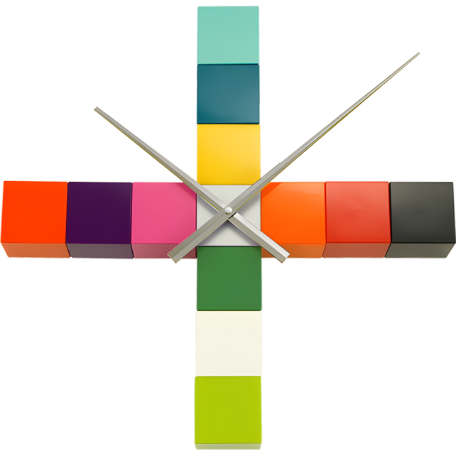 Clock with 12 cubes - Tic Tac - Multicolour - Pylones