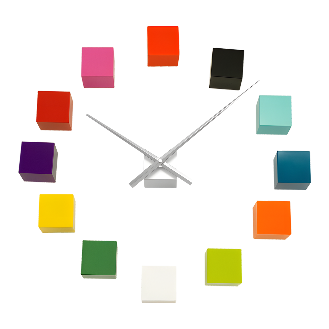Clock with 12 cubes - Tic Tac - Multicolour - Pylones