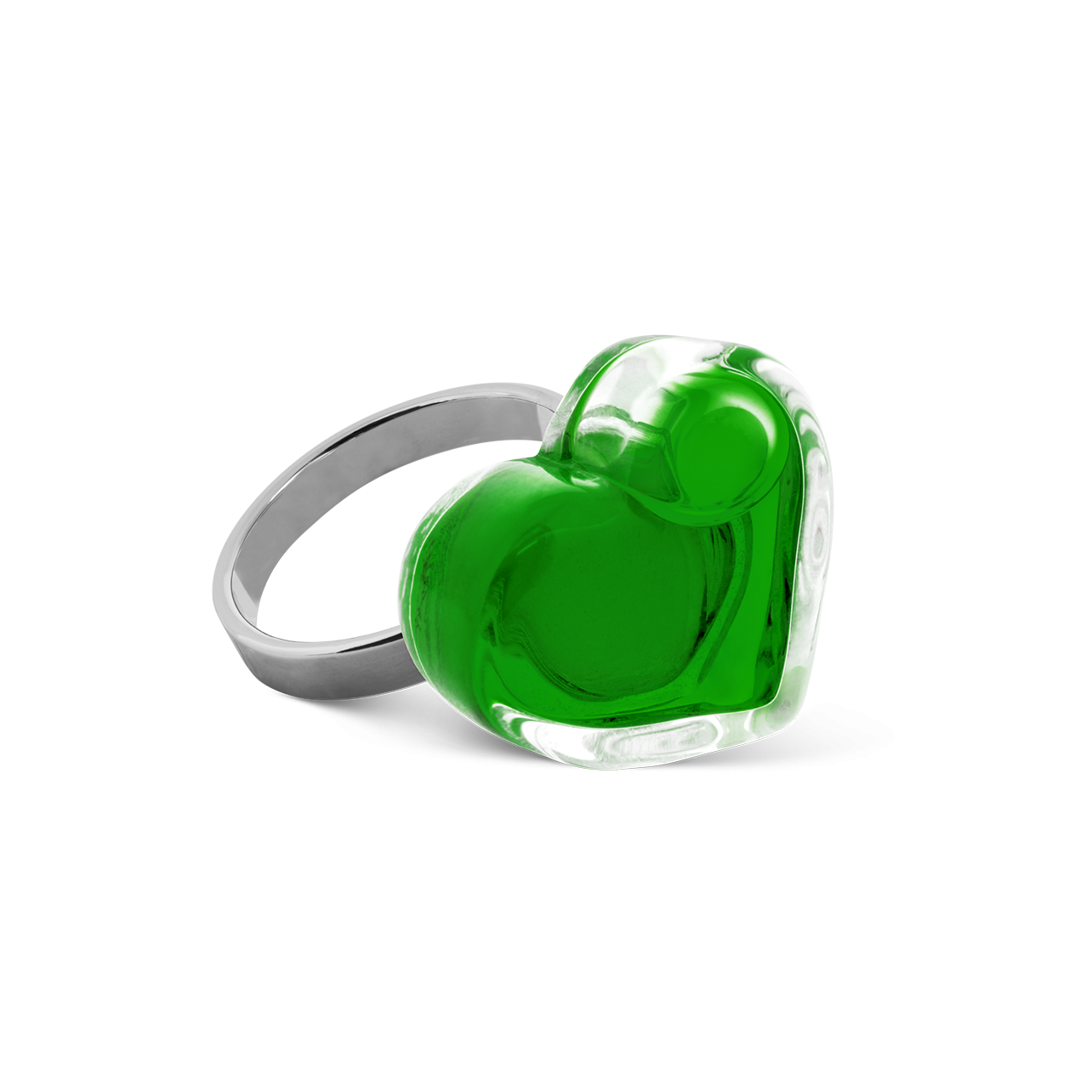 Glass ring - Coeur Nano transparent - Green - Pylones