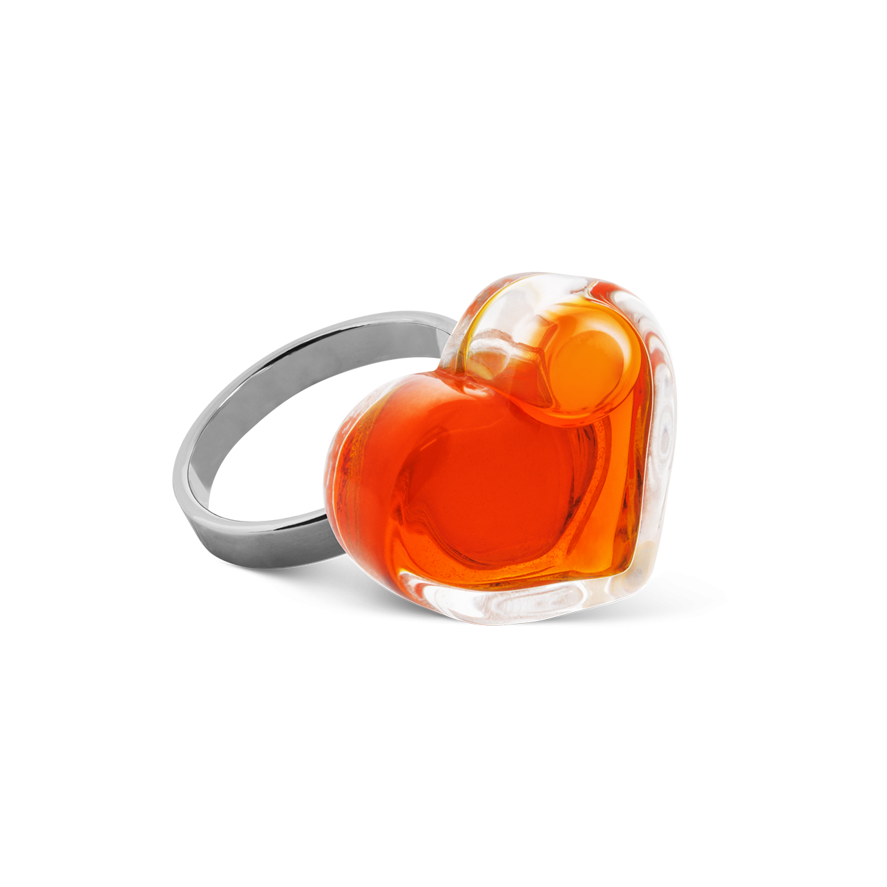 Glass ring - Coeur Nano transparent - Orange - Pylones
