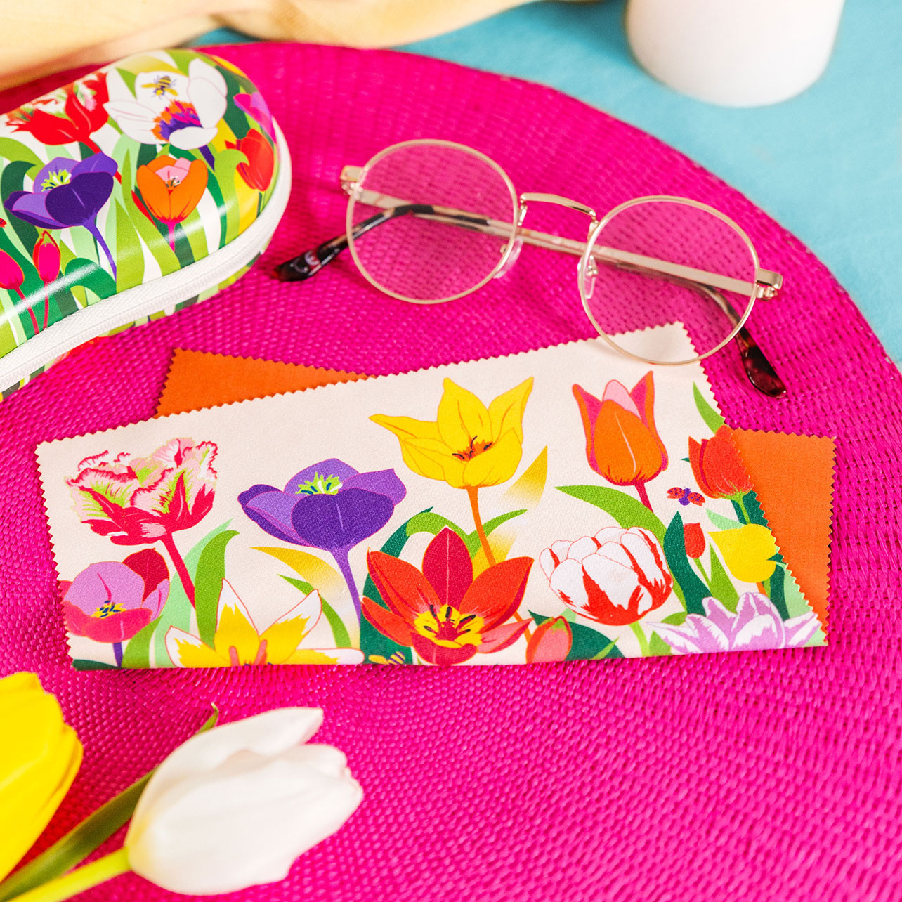 Microfibre glasses cloth - Belle Vue - Tulipes - Pylones