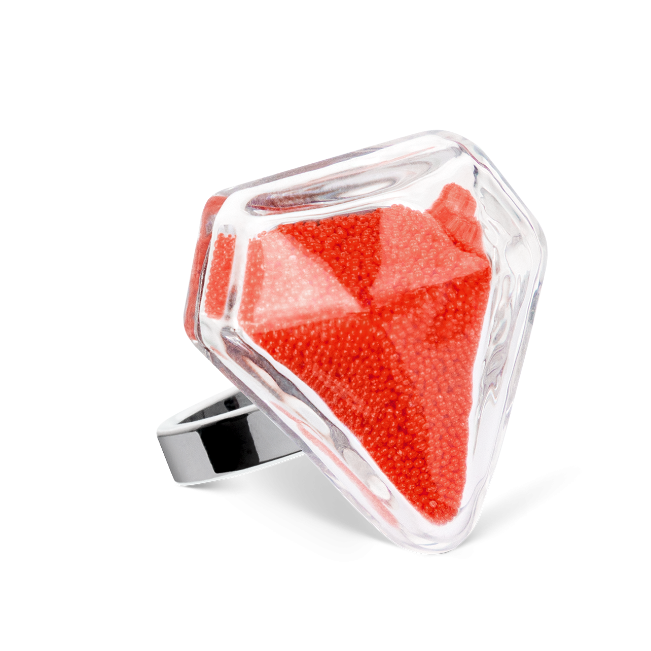 Glass ring - Diamant Medium Billes - Red - Pylones