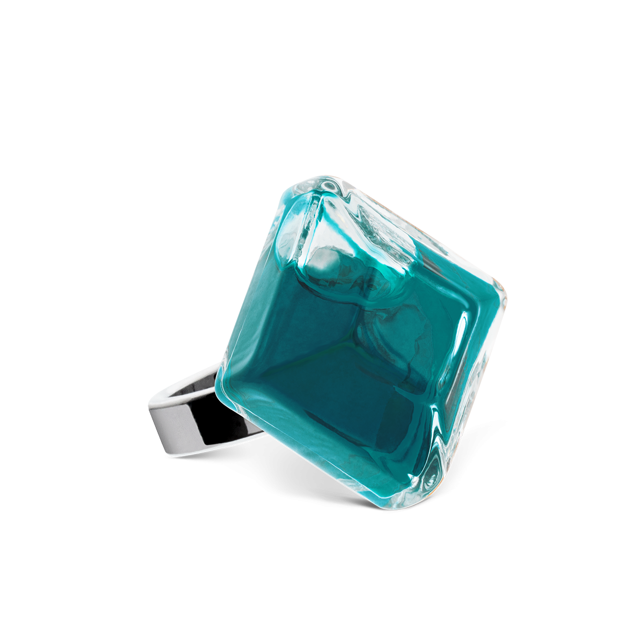 Glass ring - Gaia Medium Milk - Turquoise - Pylones