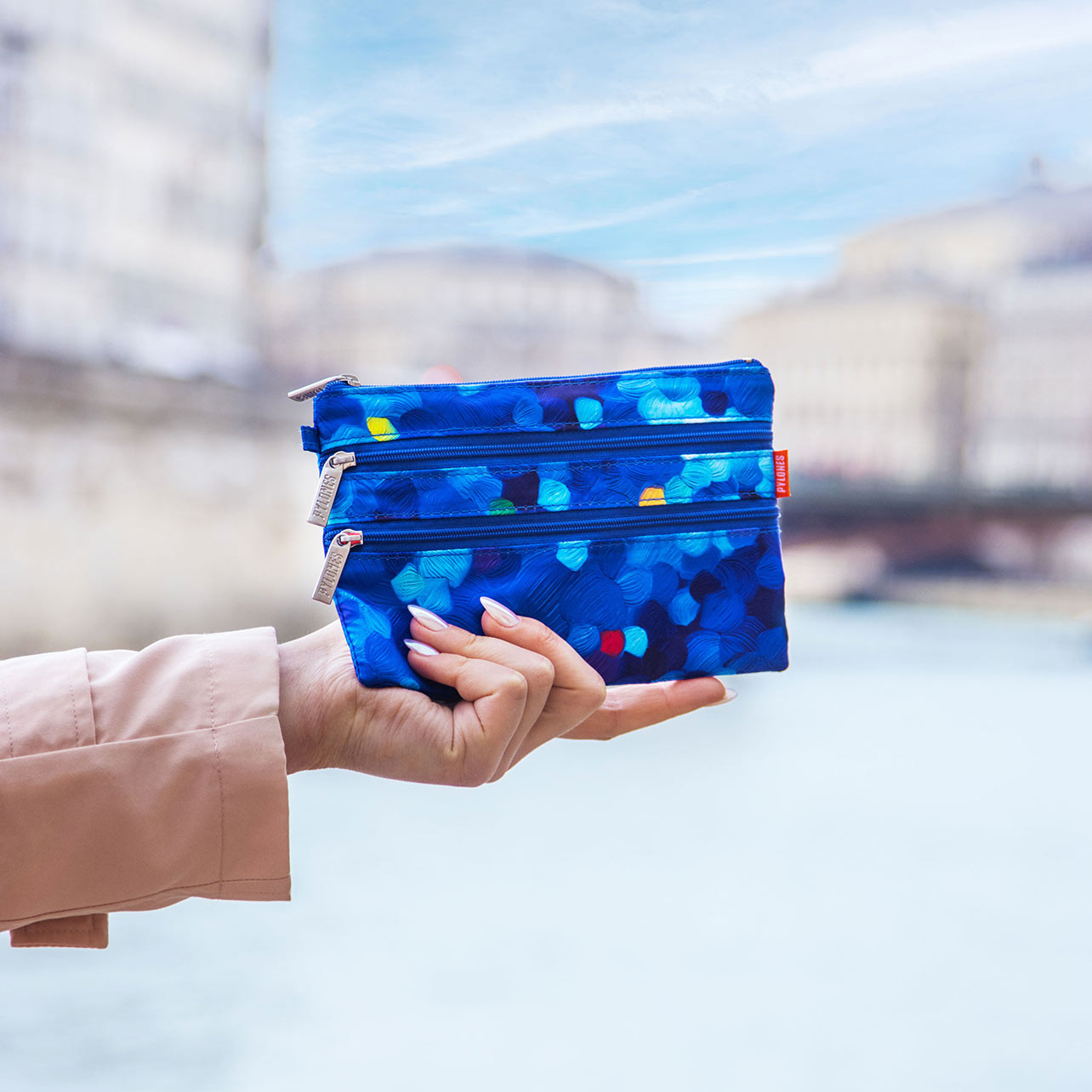 Pouch with 3 Zips - Zip It - Blue Palette - Pylones