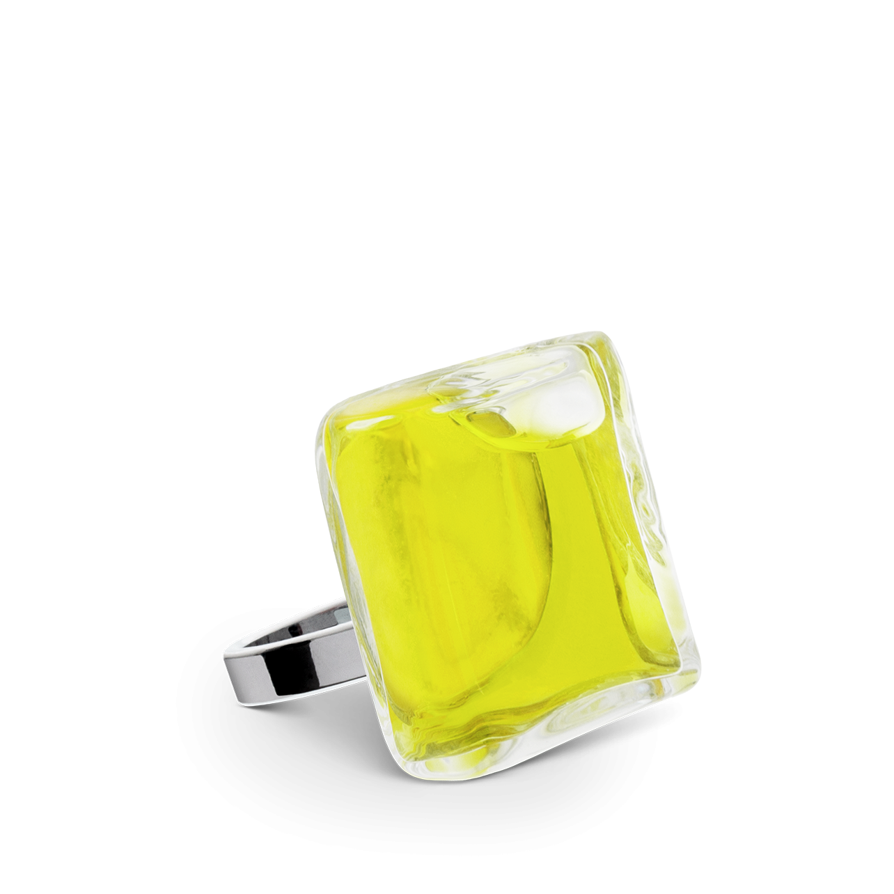 Glass ring - Carré Mini Transparent - Yellow - Pylones