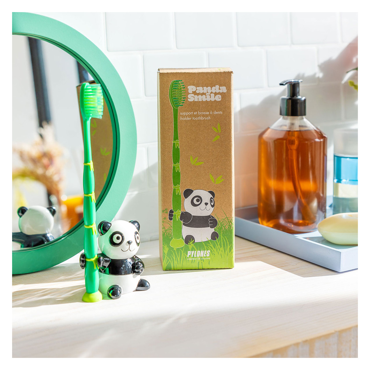Porte brosse à dents - Pandasmile - Vert - Pylones