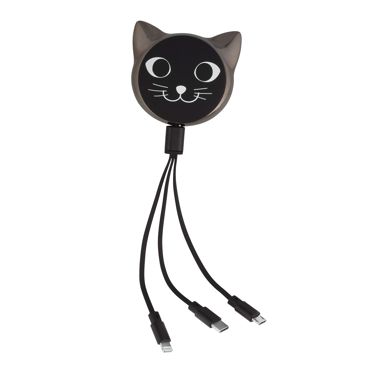 USB-Kabel 3 en 1 - Connectech - Schwarze Katze - Pylones