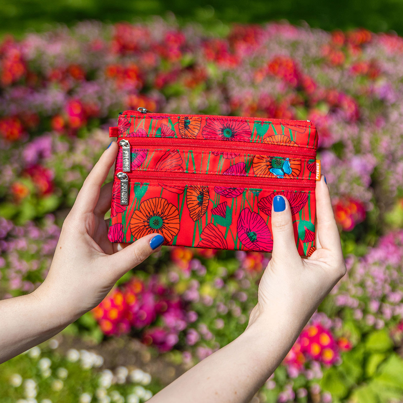 Pouch with 3 Zips - Zip It - Coquelicots - Pylones