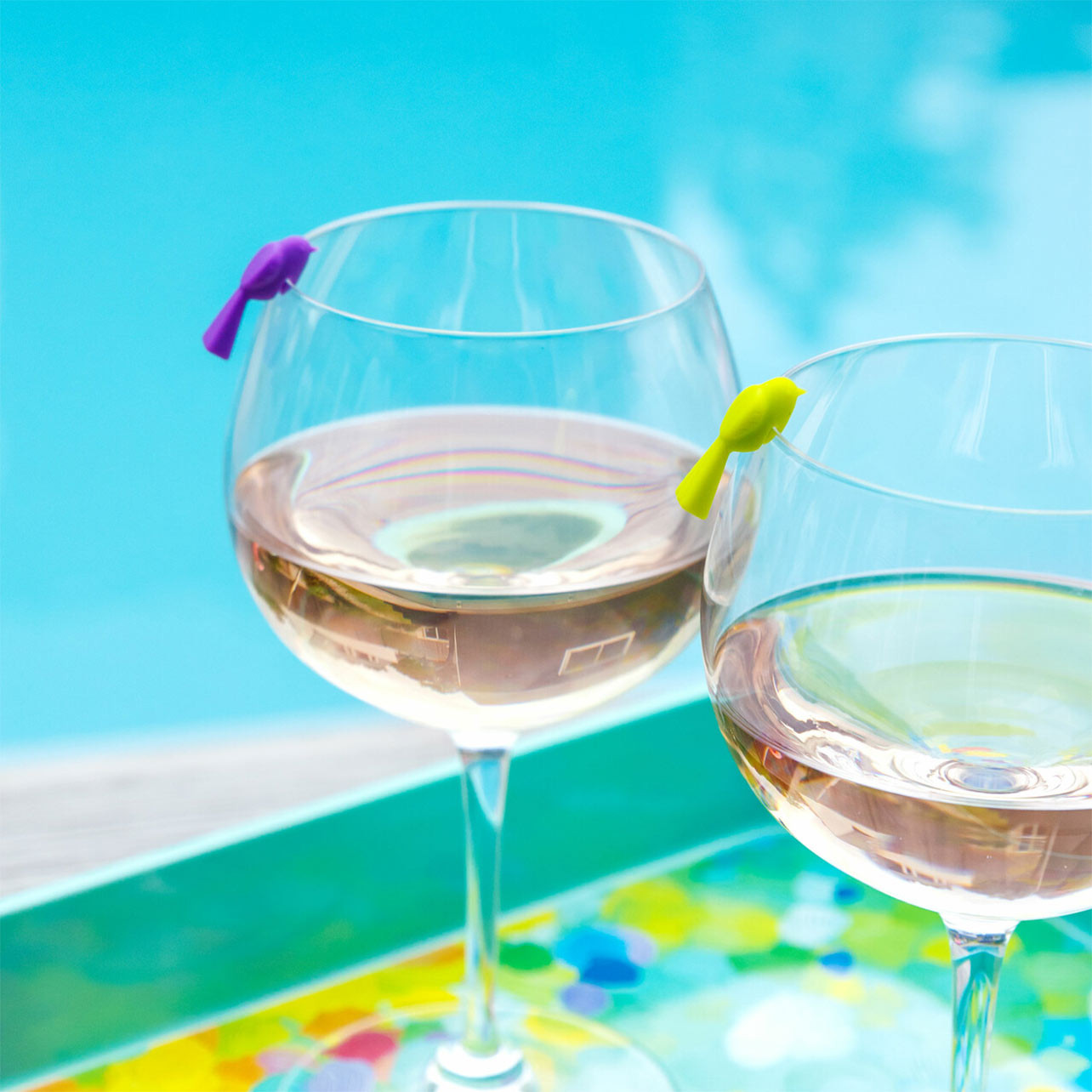 Set of 6 glass markers - Happy Markers - Bird - Pylones