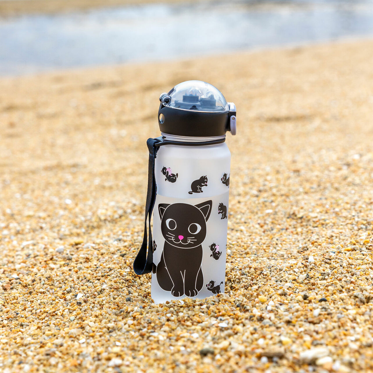 Flask with straw 50 cl - Happyglou straw - Cat - Pylones