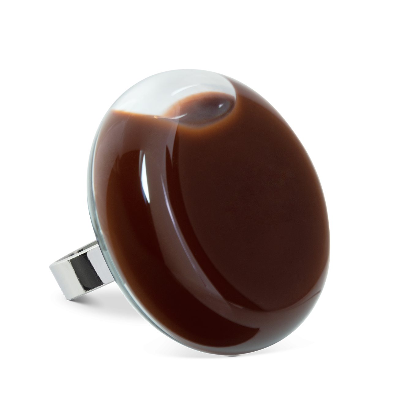 Bague en verre - Platine Giga Milk - Chocolate - Pylones