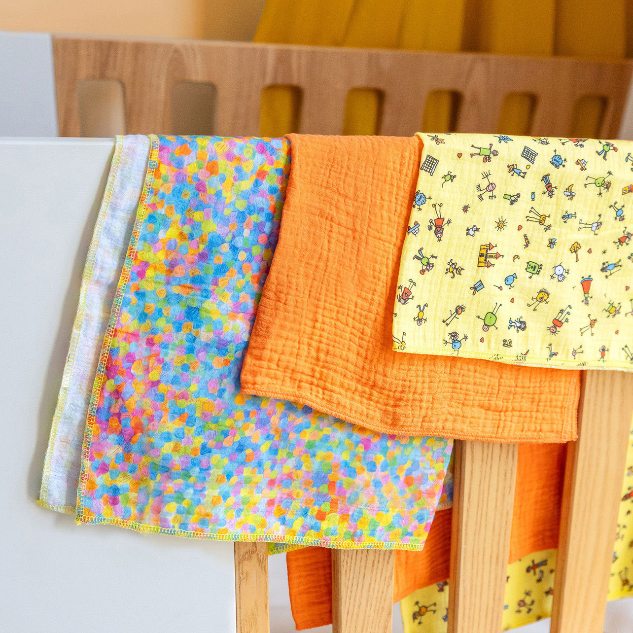 Set of 3 baby swaddles 60x60 - Michelanges - Sweet Art - Pylones