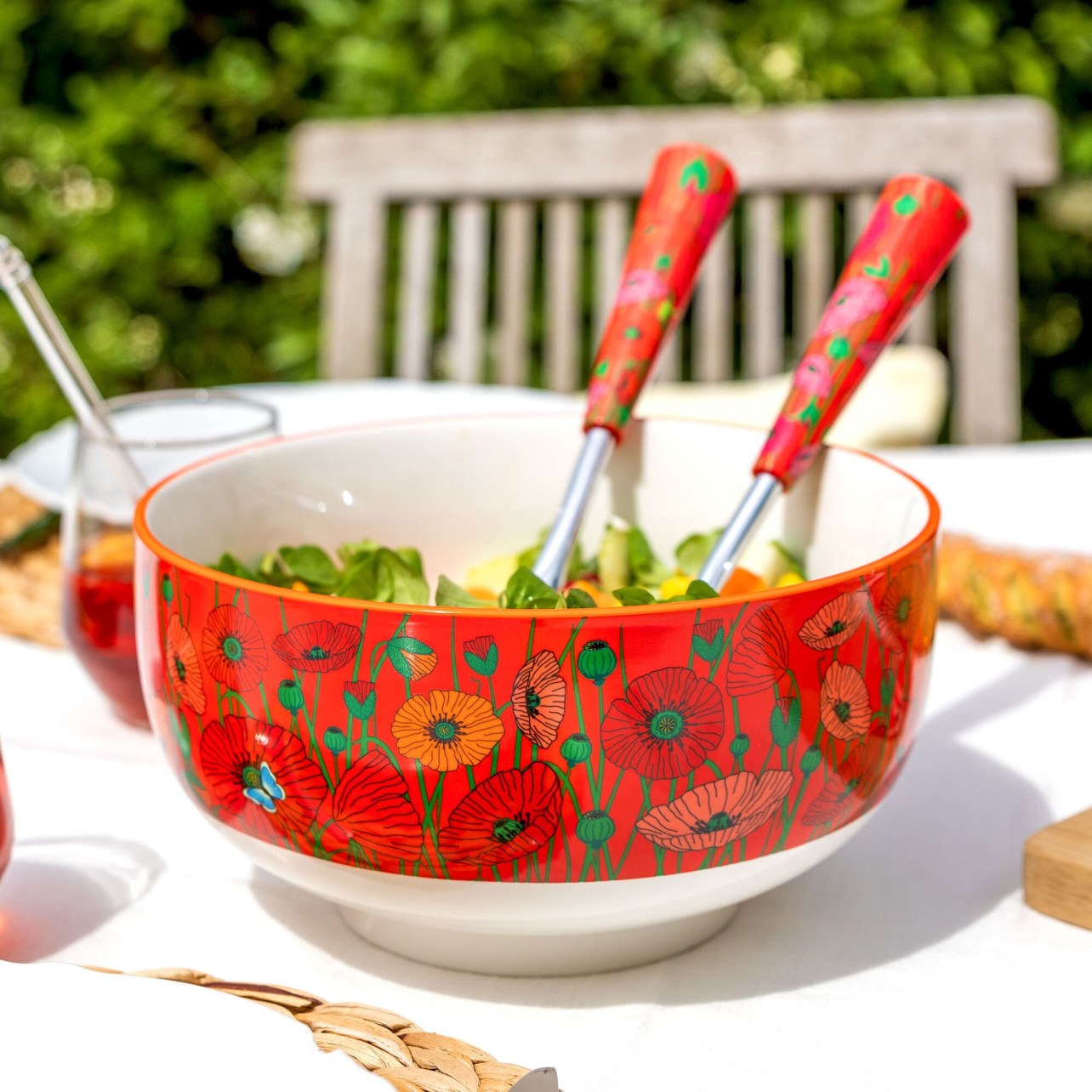 Saladier en porcelaine - Matinal Salade - Coquelicots - Pylones