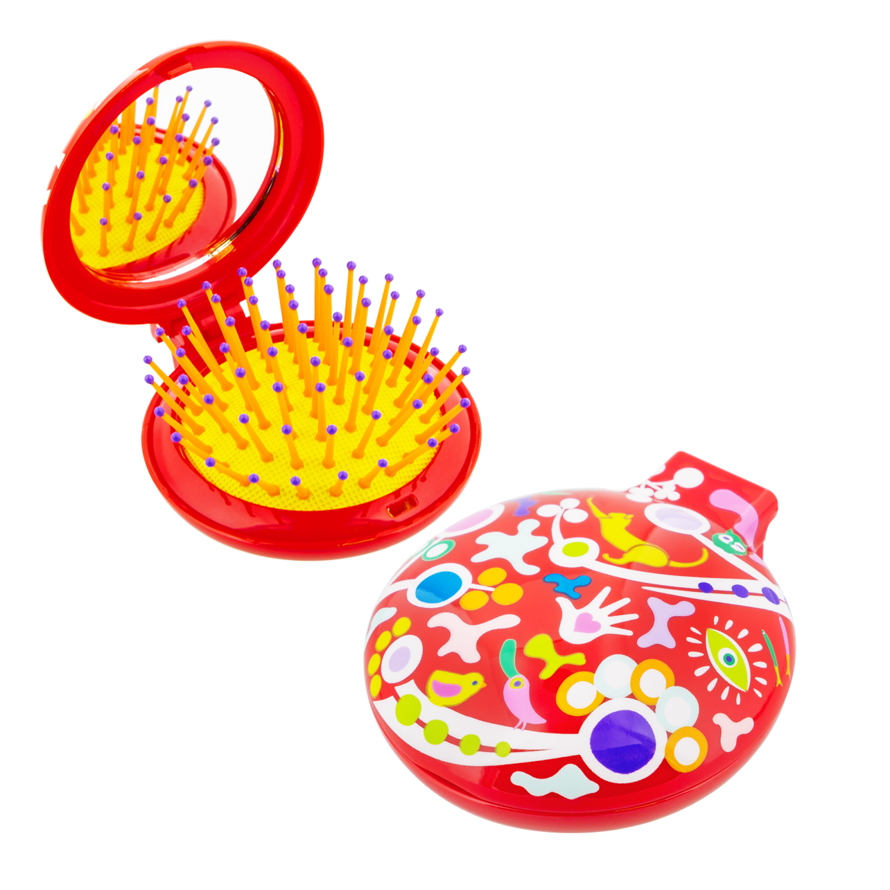 2 in 1 hairbrush and mirror - Lady Retro - Celebration - Pylones