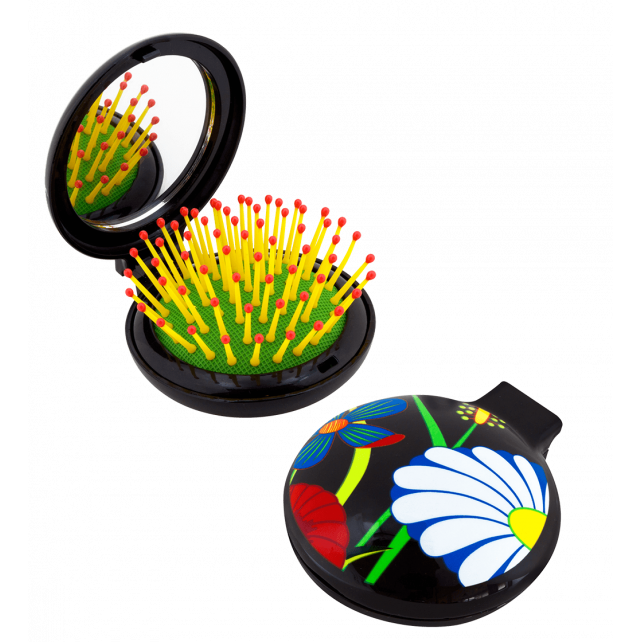 2 in 1 hairbrush and mirror - Lady Retro - Bouquet - Pylones
