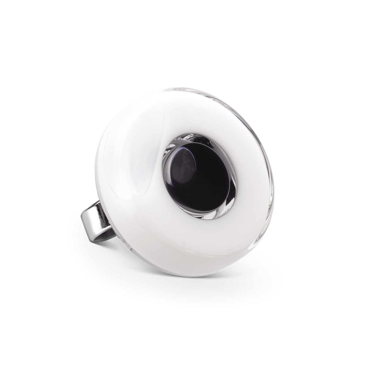 Glass ring - Duo Medium - White / Black - Pylones