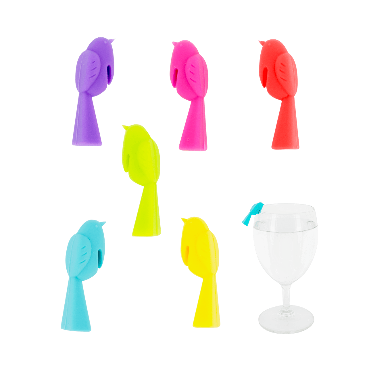Set of 6 glass markers - Happy Markers - Bird - Pylones