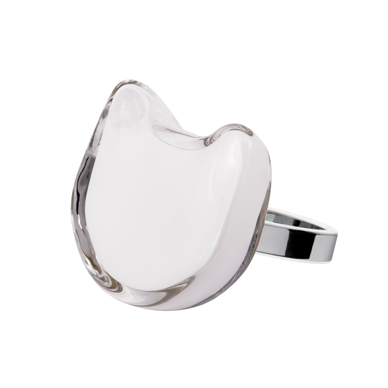 Glass ring - Cat Medium Milk - White - Pylones